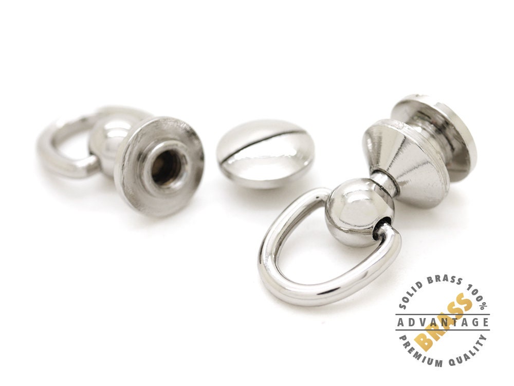 2pack D-ring Wallet Chain Connector Solid Brass Ball Post Screwback ...