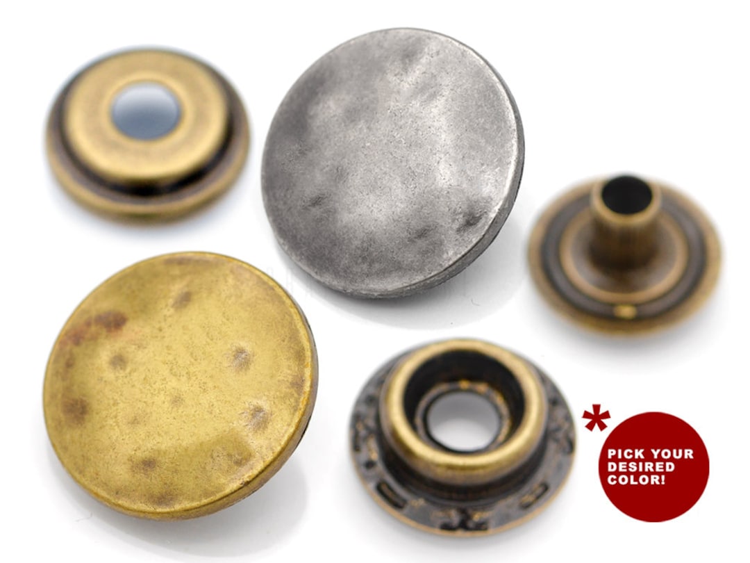 10sets 3/4inch Antique Moon Solid Brass Snap Fasteners Washable Ring ...