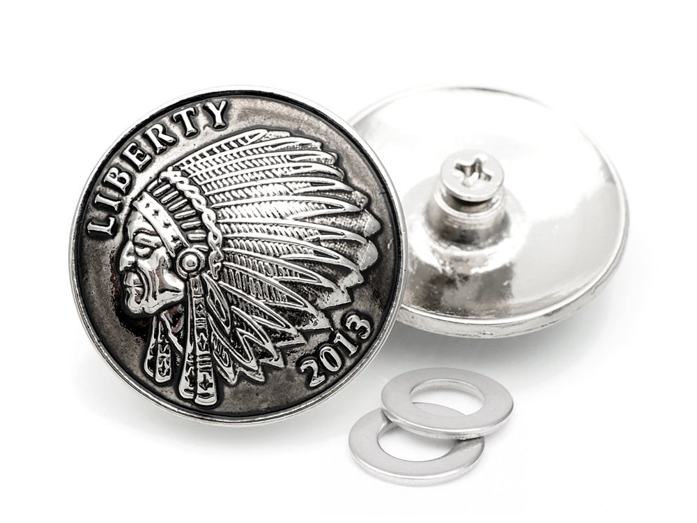 2pcs 36mm Indian Head Screw Back Coin Conchos Gaur Rodeo Cowboy ...