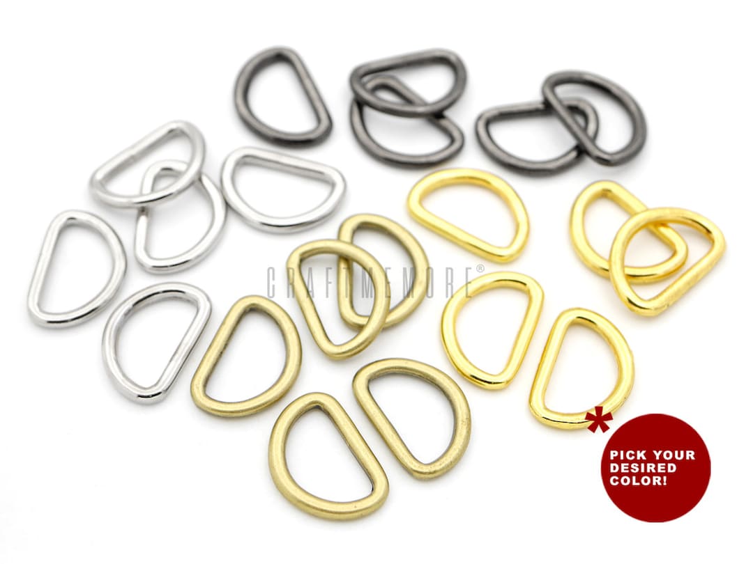 50pack 3/8" or 1/2" Tiny D-ring Findings Metal Welded D Rings for Zip ...