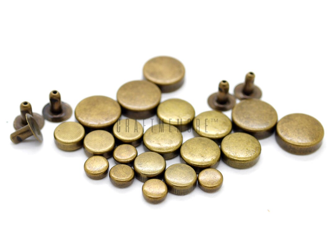 100pcs Antique Brass Single Cap Flat Head Tablet Rapid Rivets Studs ...