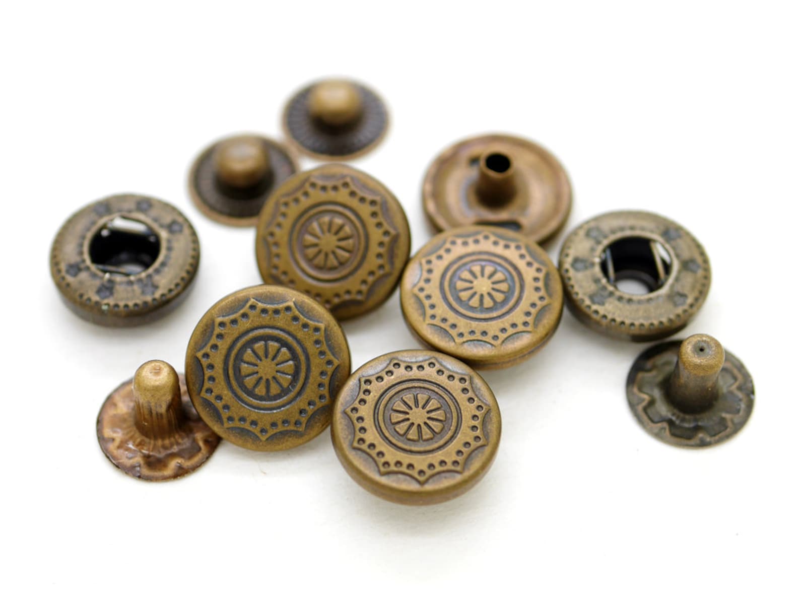 10sets Antique Brass Bohemian Washable Snap Fasteners S-spring - Etsy