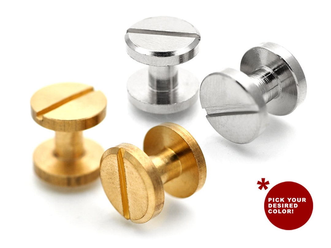 2pack 3/8" Screwback Button Stud Screw Brass Nail Leather Belt Rivet ...