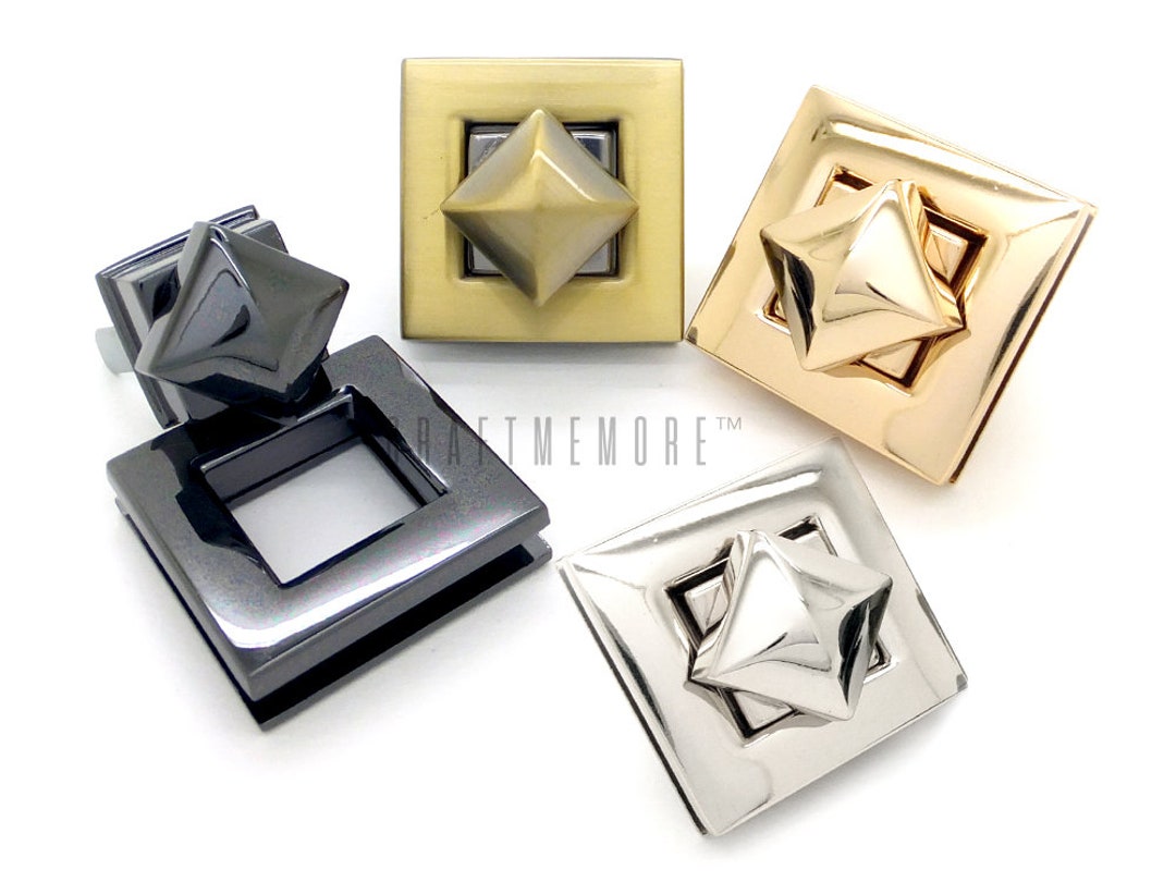1pc 1-1/4" Square Pyramid Twist Locks Purse Turn Lock Closure Premium ...