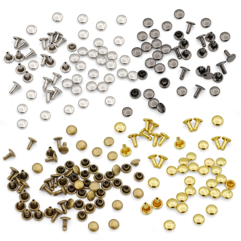 100 Pack Multi Size Double Cap Rivets – High-grade Round Rivets for ...