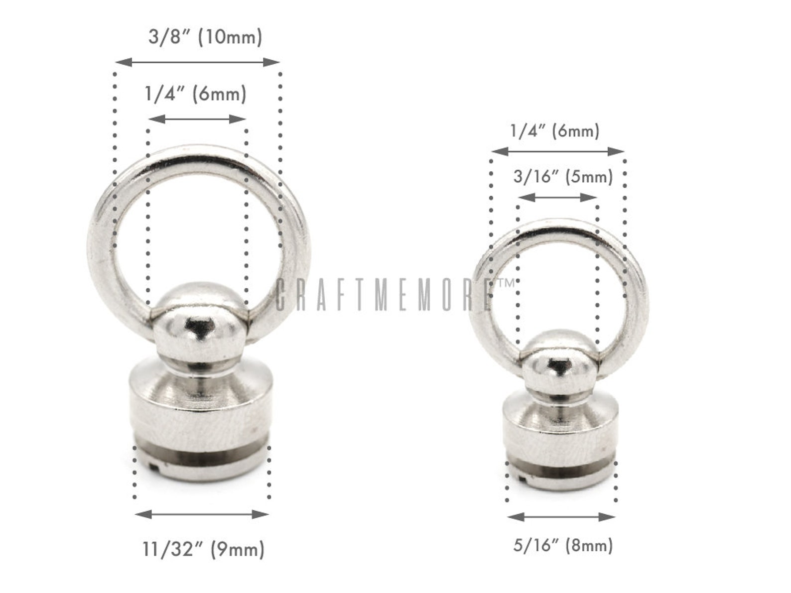 2pack Wallet Chain Connector Solid Brass Ball Post Screwback O-ring ...