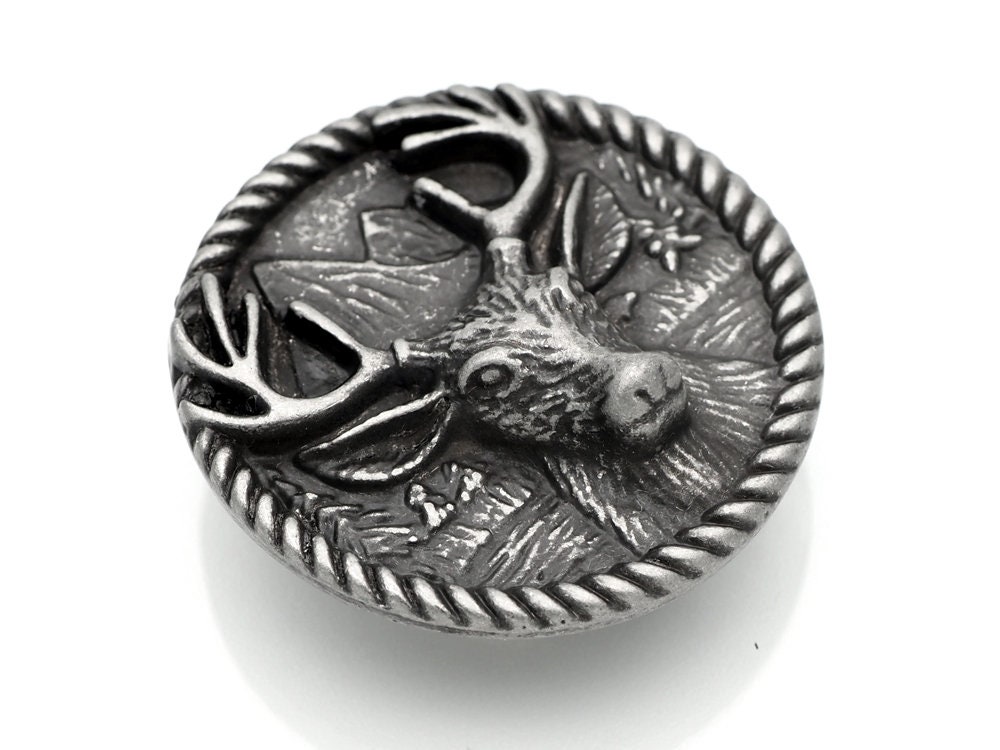 2pcs 1-3/8" Deer Moose Animal Screw Back Conchos Gaur Rodeo Indian ...