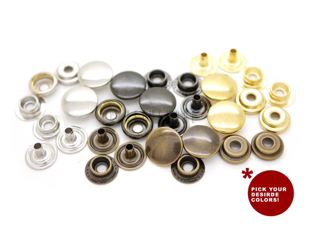 50 Pack Multi-size Antique Brass Snap Fasteners Ring-socket Press Studs ...