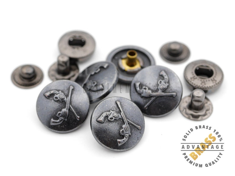 10sets 5/8inch Antique Cross Gun Buttons Snap Fasteners - Etsy