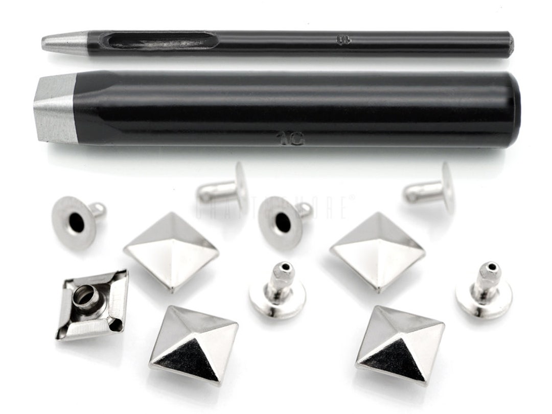 7mm 10mm Spike Pyramid Rivet Setter Tool With Hole Punch Cutter and 20 ...