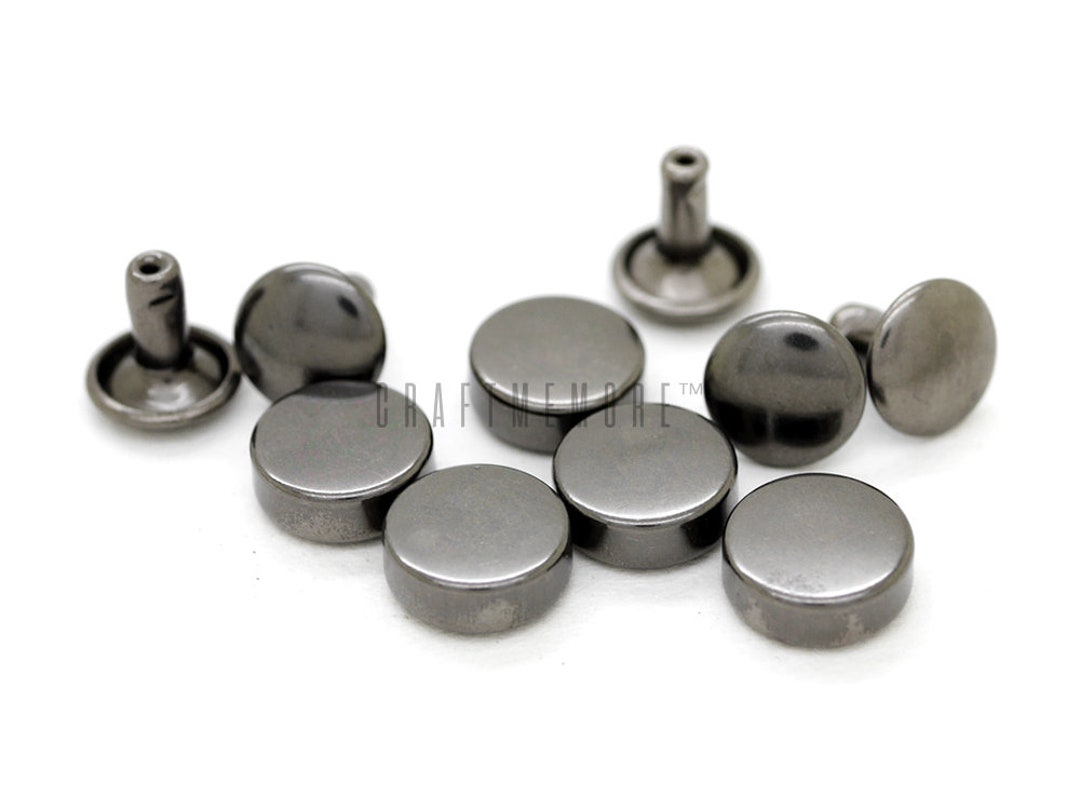 50sets Gunmetal Black Leather Rivet Metal Flat Head Rivet Tablet Studs ...
