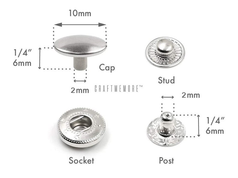 Solid Brass Snap Buttons S-spring Socket Popper Fasteners Jacket Bag ...