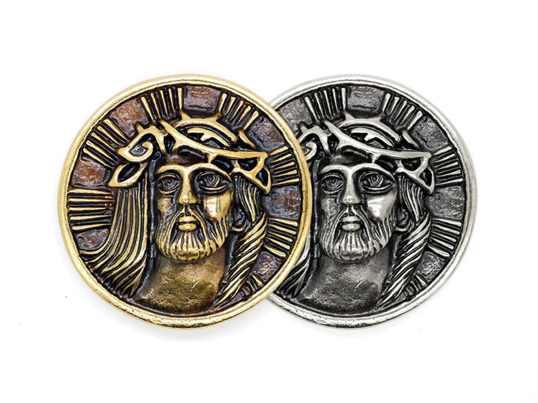 2pcs 1 1/2" Jesus Christ Face Screw Back Concho Faith God Charms Gaur ...