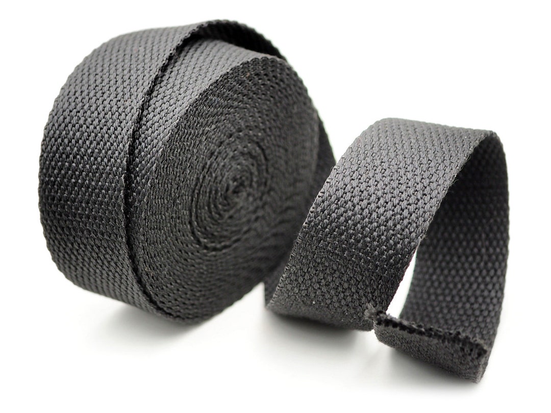 100% Black Natural Cotton Webbing Straps for Arts and Crafts, Fabric ...