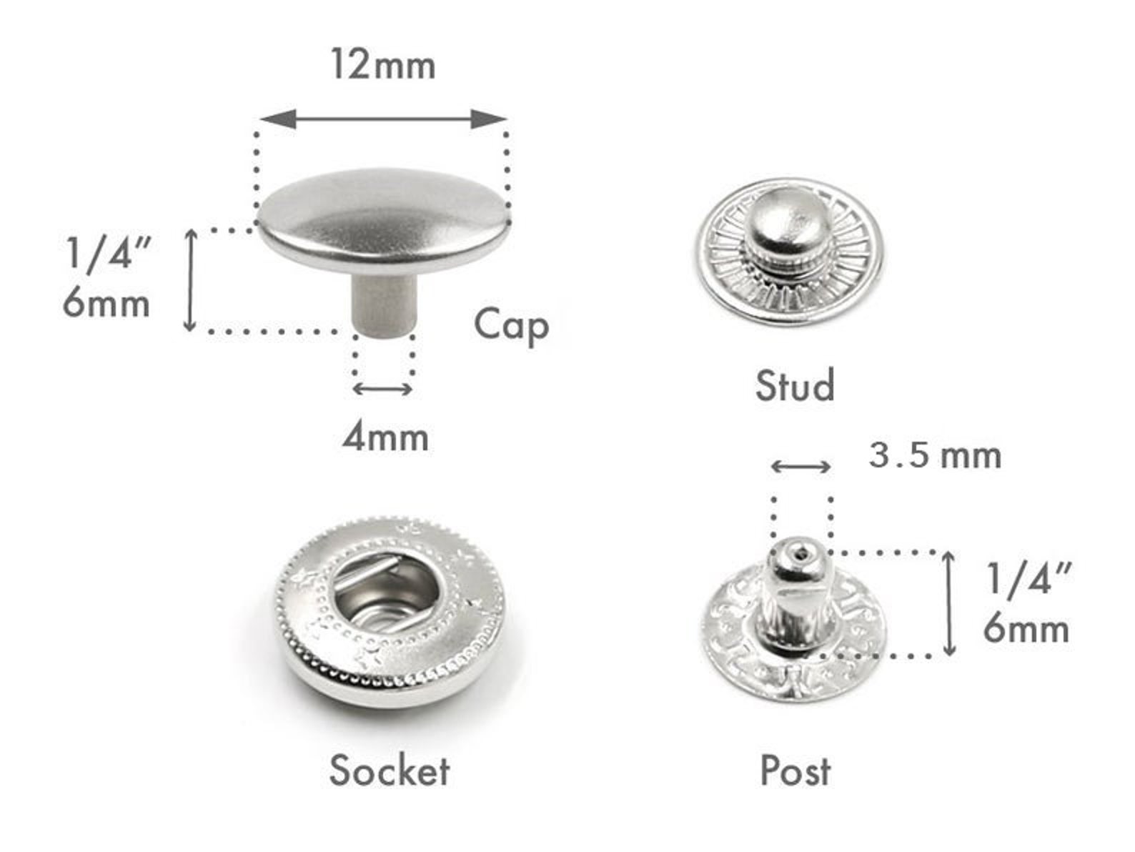 Solid Brass Snap Buttons S-spring Socket Popper Fasteners - Etsy