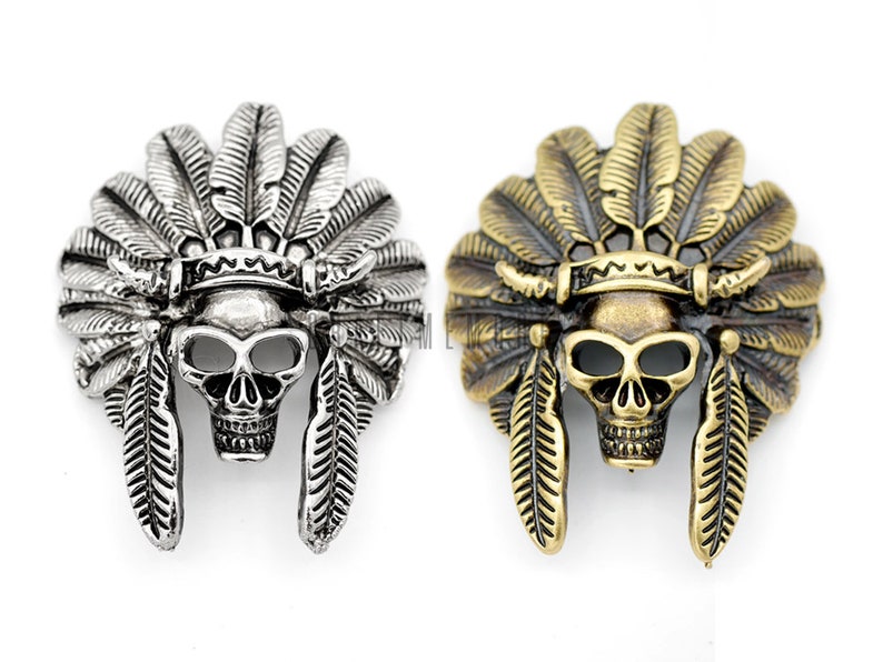2pcs Skull Concho Screw Back Indian Head Tribal Cheif Conchos | Etsy