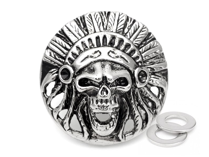2pcs Indian Head Skull Concho Screw Back Tribal Cheif Conchos Leather ...