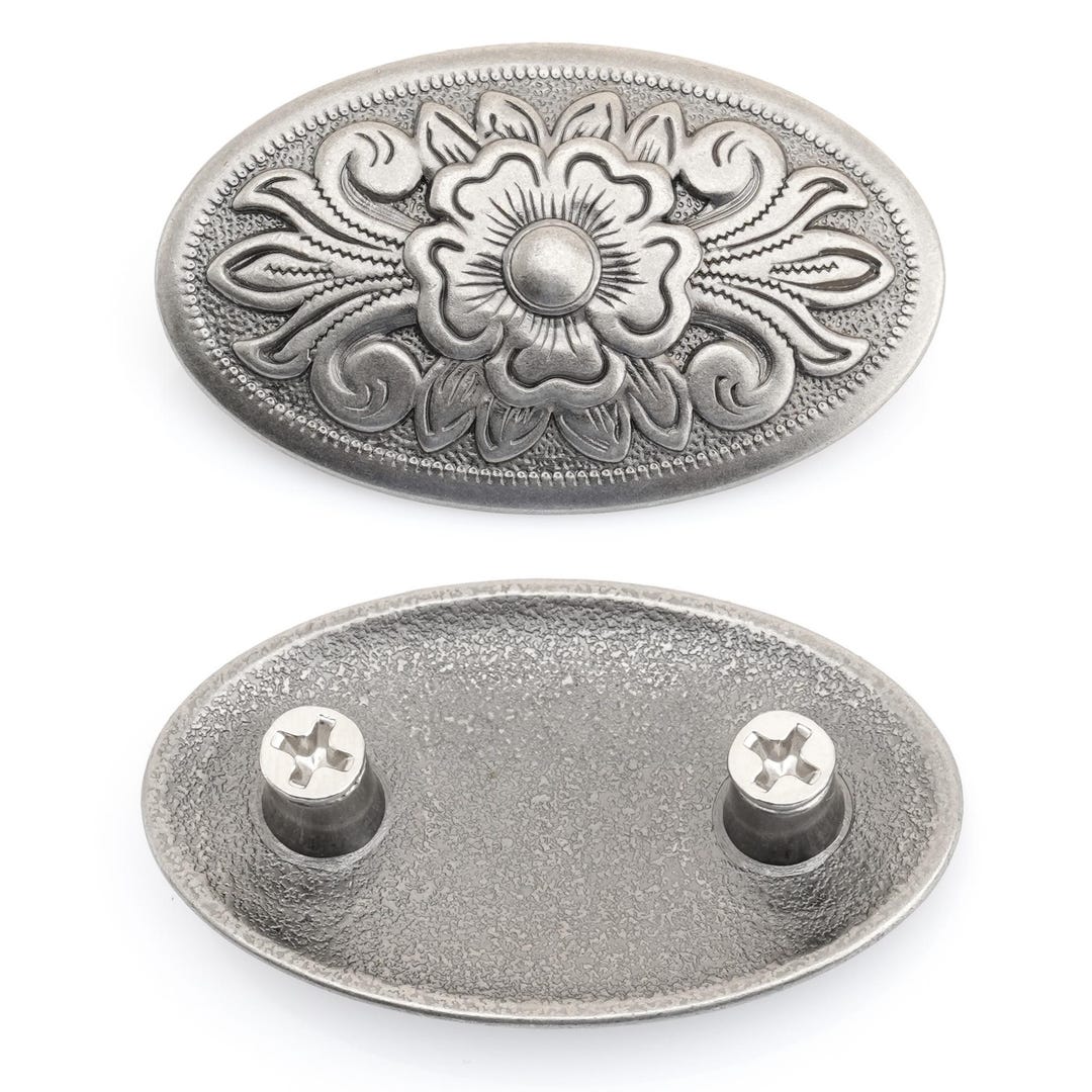 2-screw Oval Concho With Deep Floral Engraving – Western Metal Accent ...