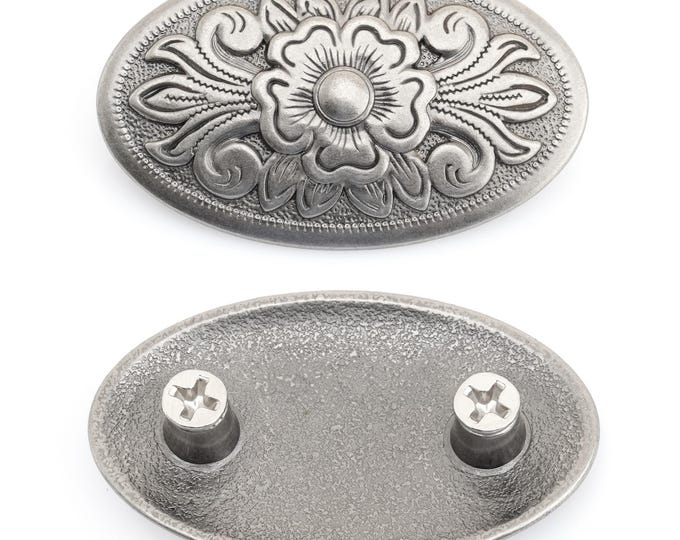 2-screw Oval Concho With Deep Floral Engraving – Western Metal Accent ...