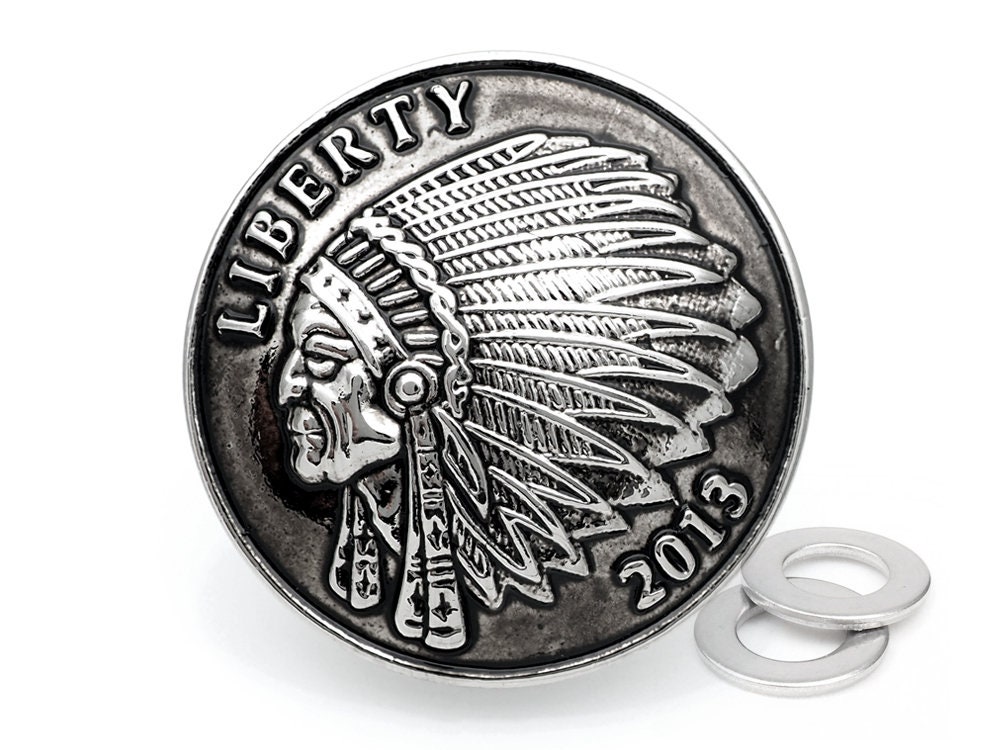2pcs 36mm Indian Head Screw Back Coin Conchos Gaur Rodeo Cowboy ...