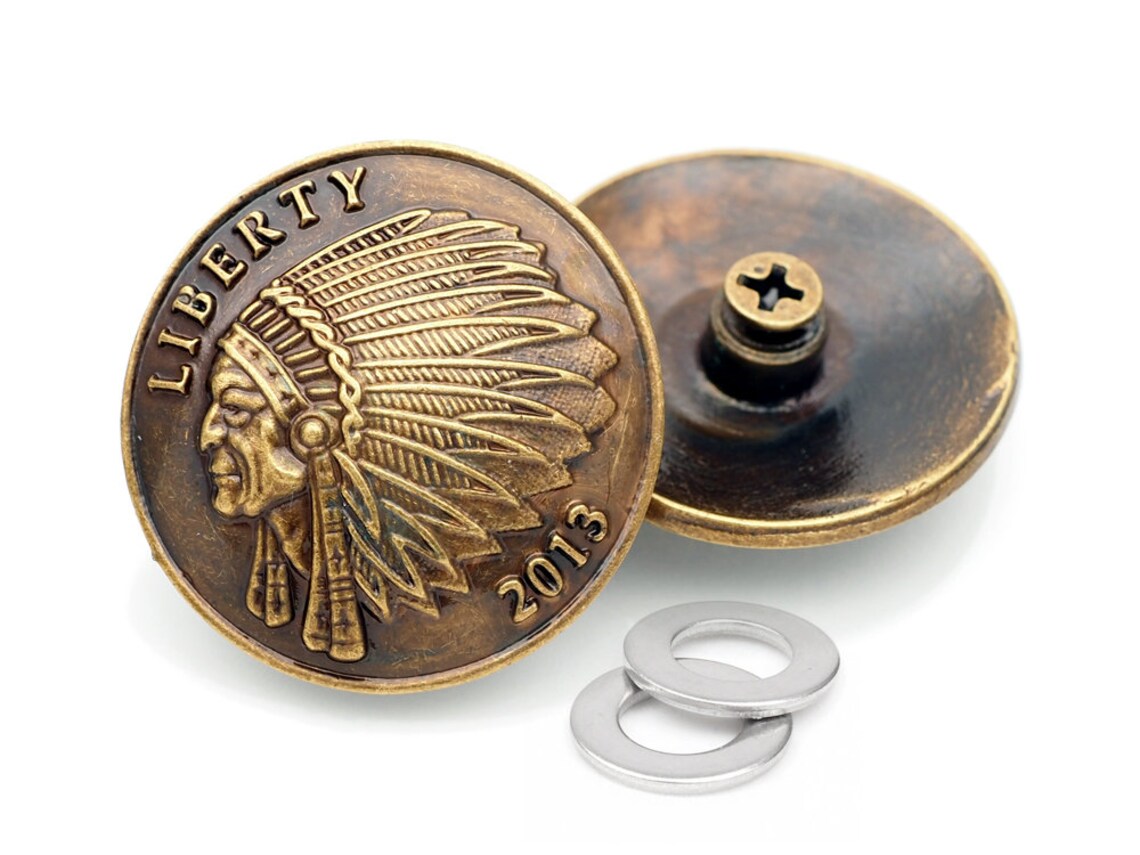 2pcs 36mm Indian Head Screw Back Coin Conchos Gaur Rodeo - Etsy