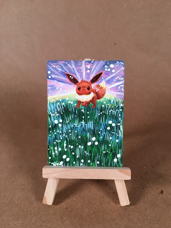 Eevee Hand-painted Pokémon Card - Etsy