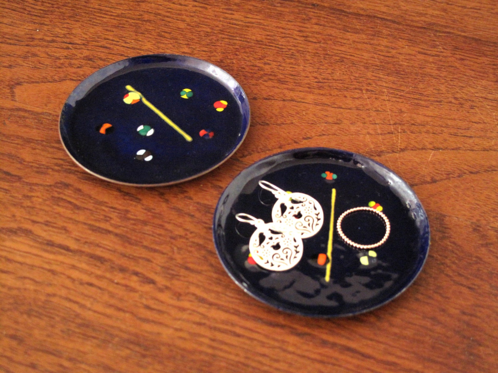 SALE! – 2 Vintage Mid Century Ring or Trinket Dishes, Pin Dish in Blue ...