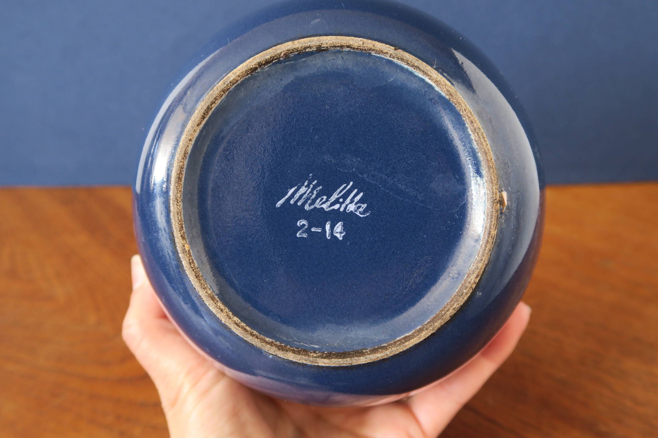 Melitta Planter Form 2 Blue Ceramic Flower Pot From the 1950s, Mid ...