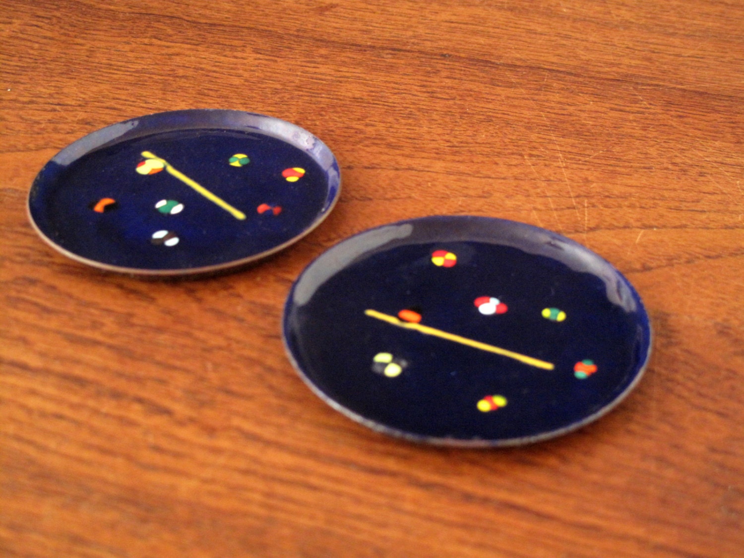 SALE 2 Vintage Mid Century Ring or Trinket Dishes, Pin Dish in Blue ...