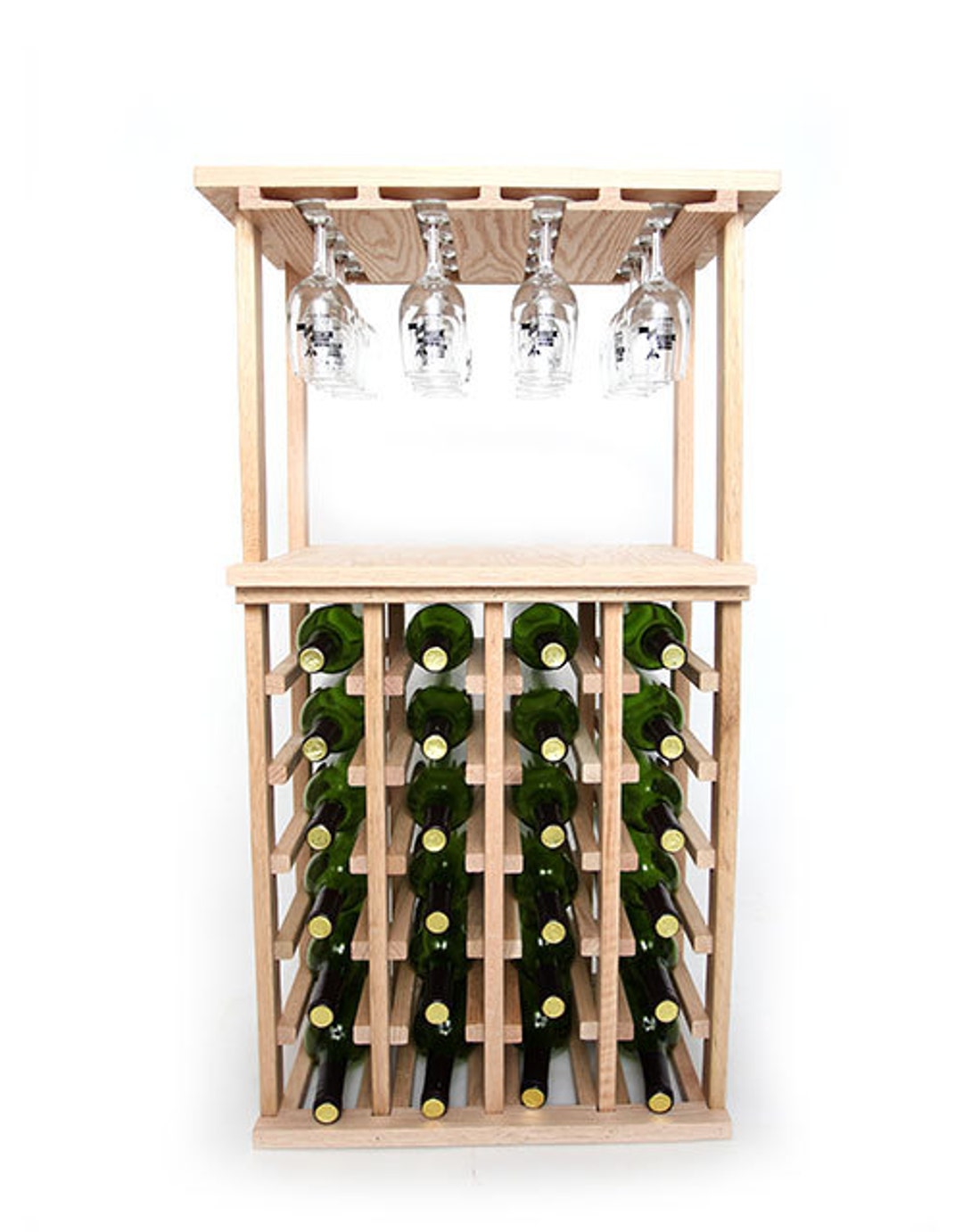 24 Bottle Wine Rack With Stemware Rack and Tabletop - Etsy