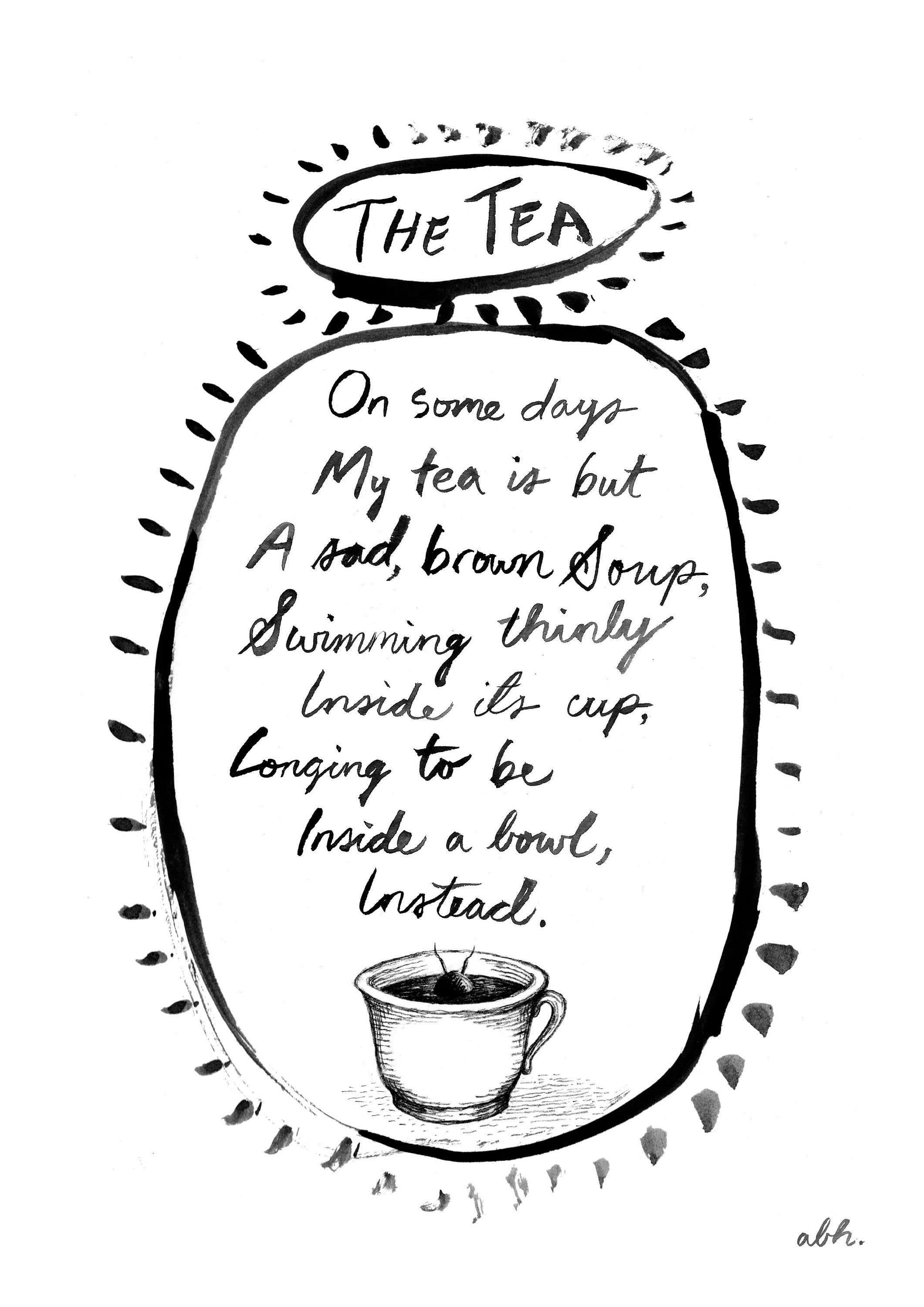 The Tea - Illustrated Poetry Print. Art Poems From the One Pound Poem ...