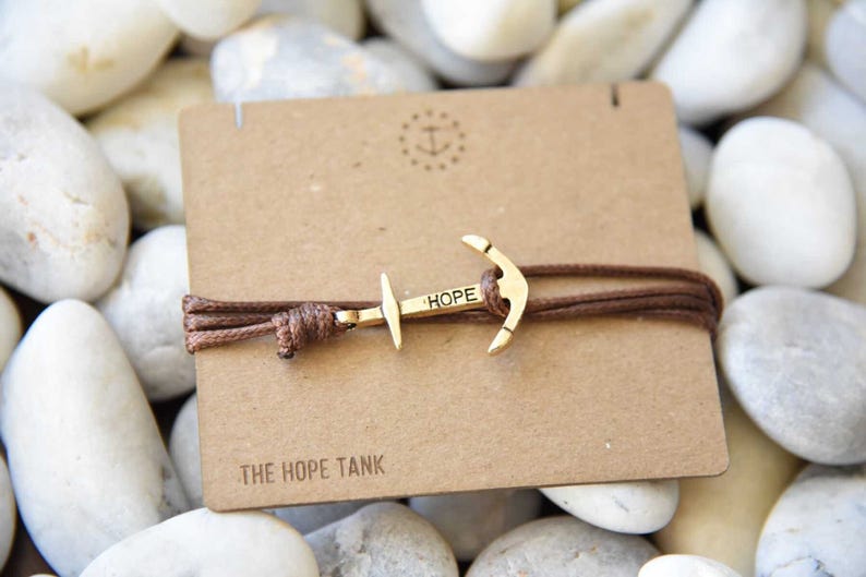 Brown Leather + HOPE Bracelet - Etsy