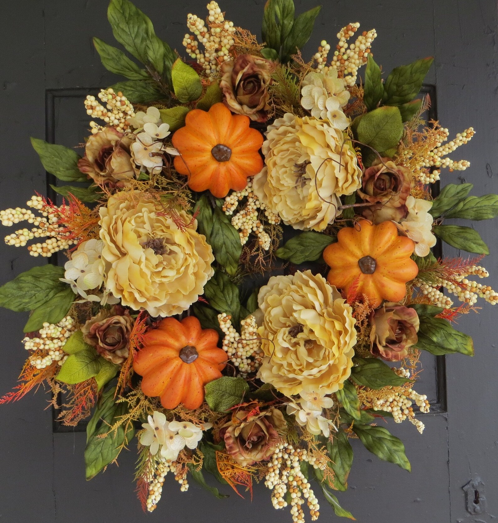 Fall Wreath Cream Fall Wreath Pumpkin Wreath Thanksgiving | Etsy