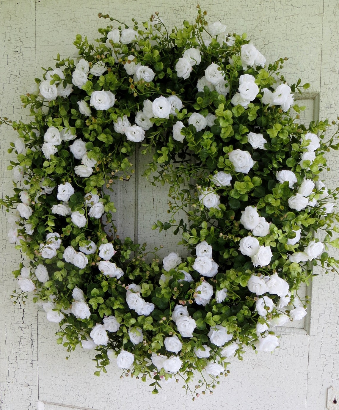 White Rose Wreath Front Door Wreath Wedding Wreath | Etsy