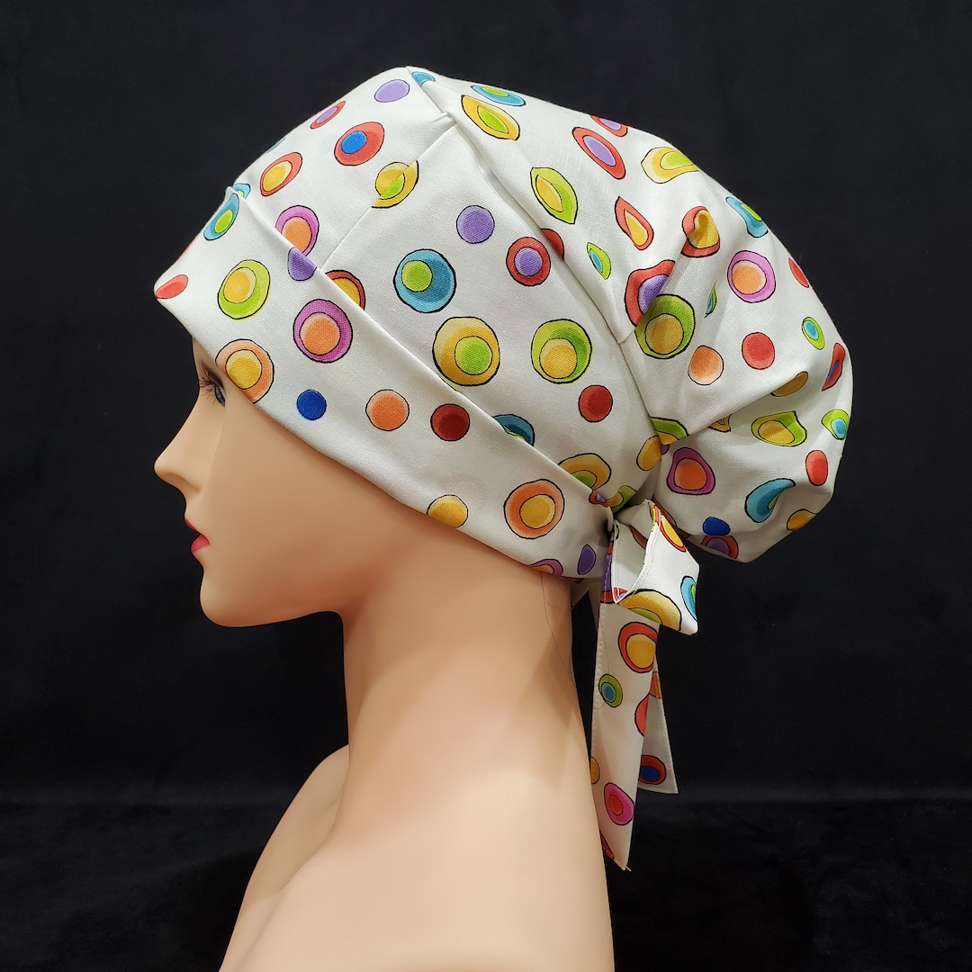 Olivette White Scrub Cap With Toggle Strap Tie Comfortable Fit - Etsy