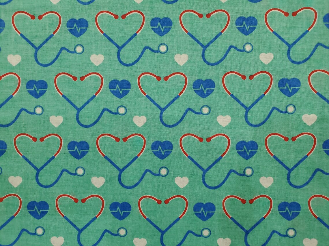 Heart Stethoscope Scrub Cap With Toggle Strap Tie Comfortable Etsy