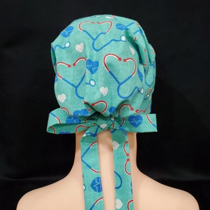 Heart Stethoscope Scrub Cap With Toggle Strap Tie Comfortable Fit - Etsy
