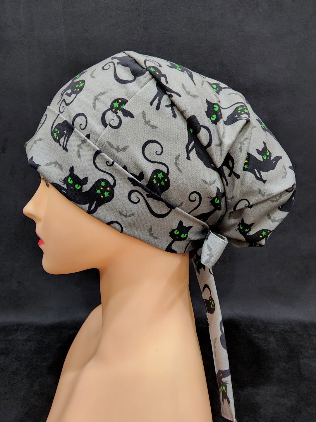 Halloween Trick or Treat Black Cats Comfortable Fit Scrub Cap With ...