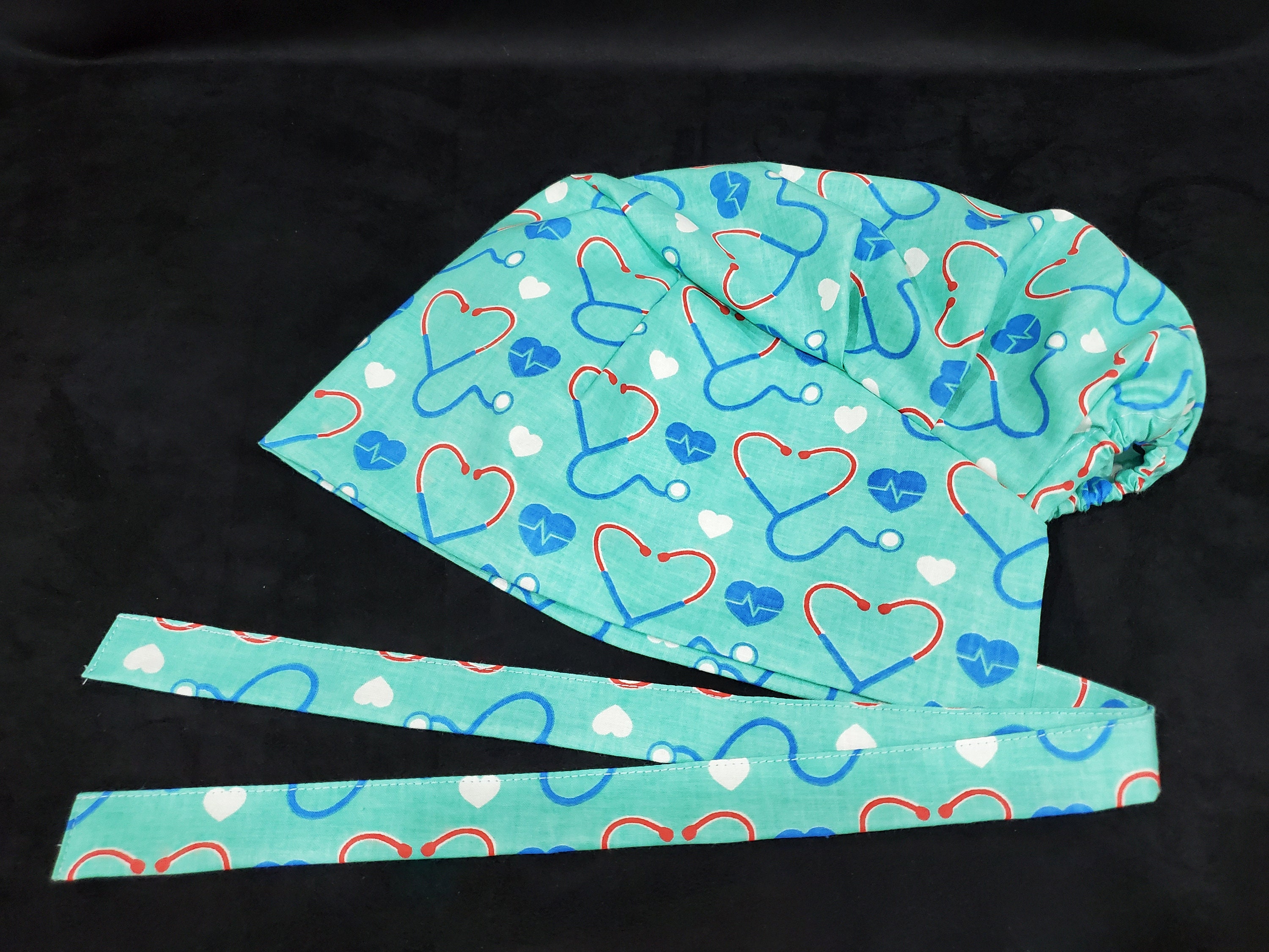 Heart Stethoscope Scrub Cap with Toggle Strap Tie Comfortable | Etsy
