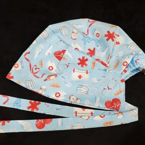 First Aid Scrub Cap With Toggle Strap Tie Comfortable Fit - Etsy