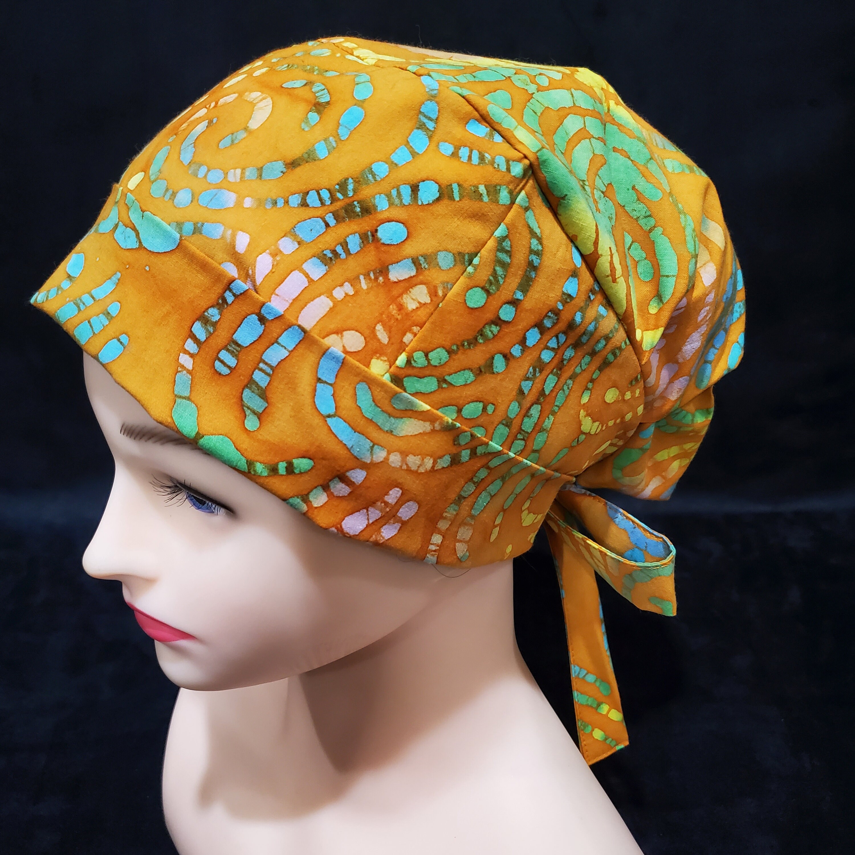 Circle Dotted Line Batik Scrub Cap With Toggle Strap Tie | Etsy