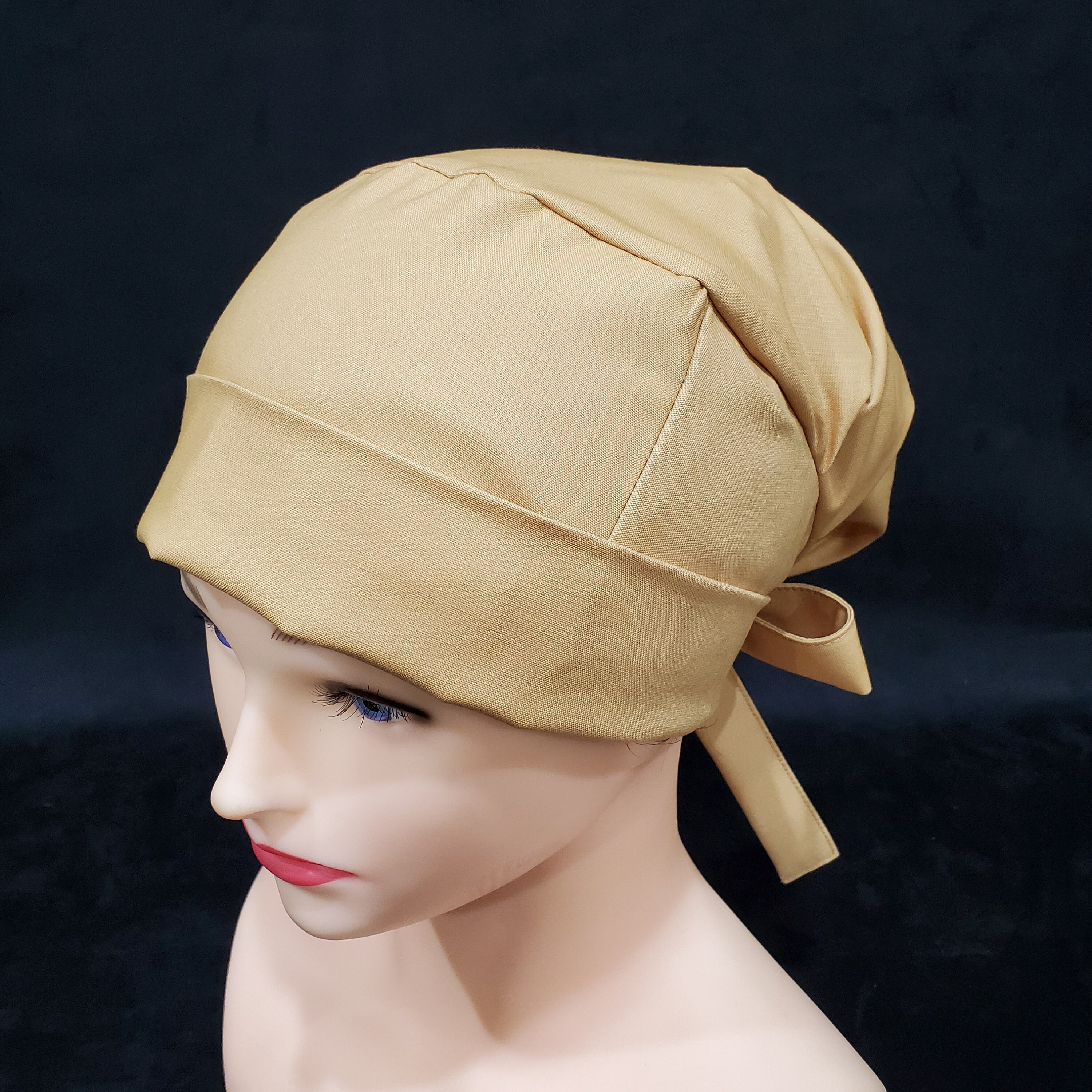 Solid Beige Scrub Cap With Toggle Strap Tie Comfortable Fit Etsy