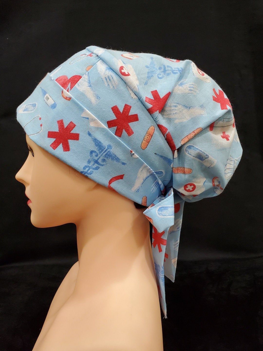 First Aid Scrub Cap With Toggle Strap Tie Comfortable Fit - Etsy