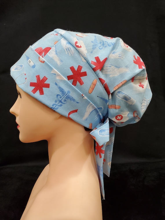 First Aid Scrub Cap With Toggle Strap Tie Comfortable Fit | Etsy