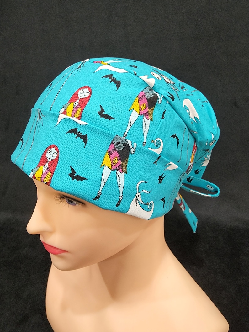 Jack And Sally With Zero Scrub Cap With Toggle Strap Tie Etsy
