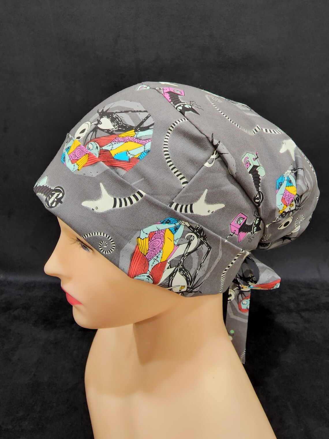 Jack and Sally Vortex Scrub Cap With Toggle Strap Tie - Etsy