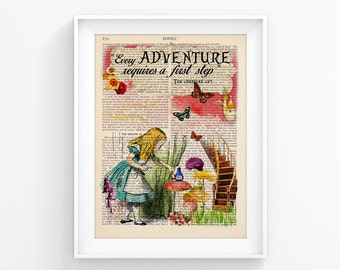 Wall Print Vintage Illustration Alice In Wonderland Decorative | Etsy
