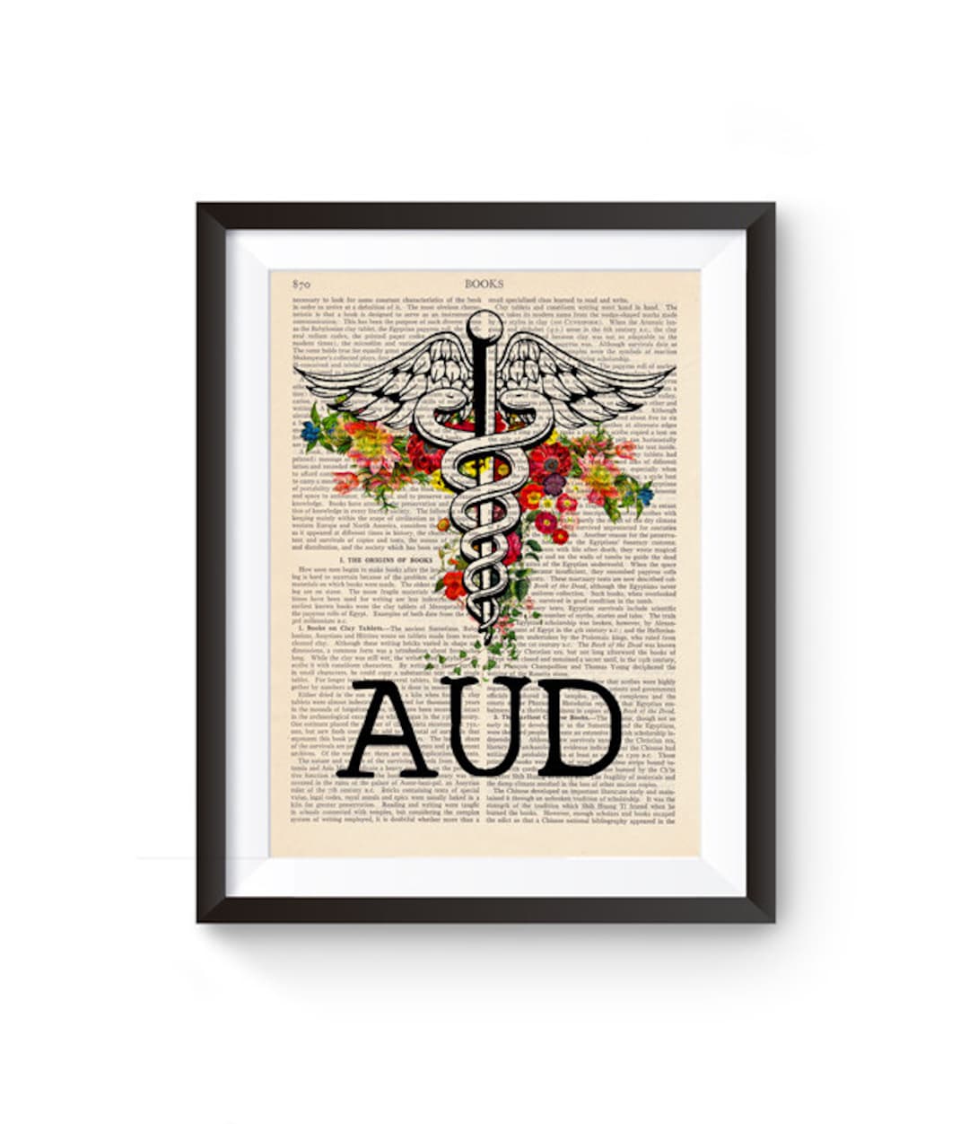 AUD Audiologist Print, Caduceus Illustration, Audiology Office Decor ...