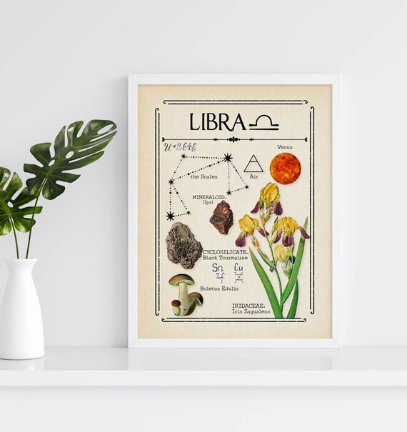 Zodiac Libra Print Gift for Friend Birthday Mystical Art - Etsy