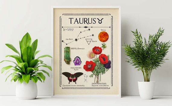 Astrology Art Zodiac Taurus Print Celestial Mystical Art - Etsy